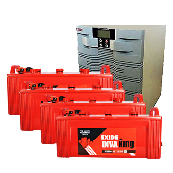 EXIDE 3.5KVA/48V Sinewave Home UPS And IK 5000 138Ah* 4nos Flat Plate ...