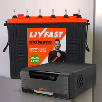 Livfast FCS 875VA Sinewave Inverter with MXTT2342 200AH Tall Tubular ...