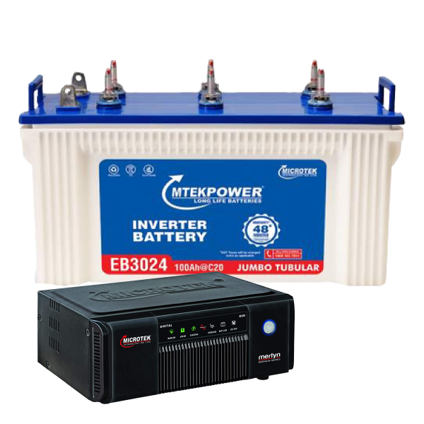 Microtek UPS MERLYN 850 Sinewave Home UPS And EB3024+ 100 Ah Tubular ...