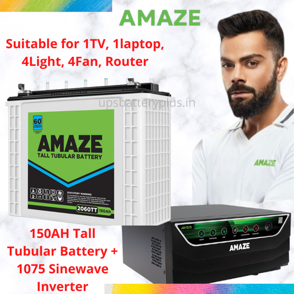 AMAZE AN 1075/12V SW Inverter + 150AH Battery Combo - Om Electronics ...